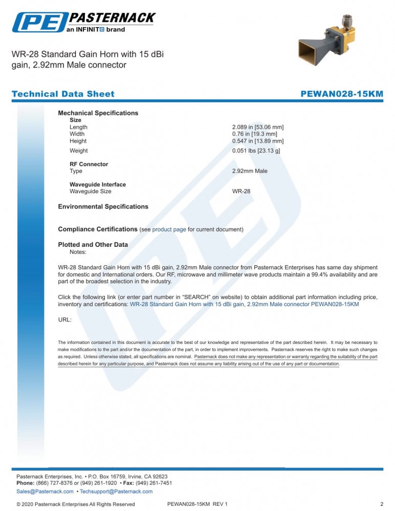 PEWAN028-15KM technical document page 2