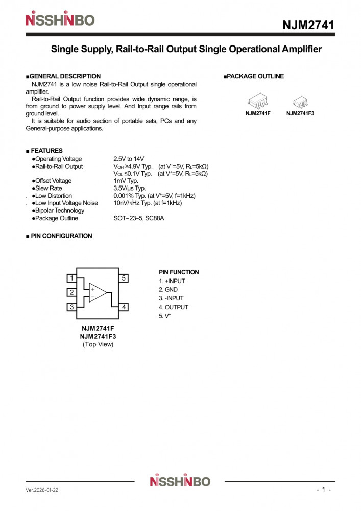 NJM2741 datasheet page 1
