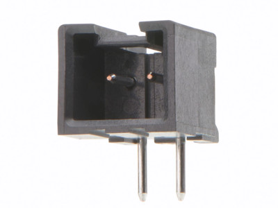 2.50mm Pitch, Mini-Lock PCB Header, Single Row, Right-Angle, Through Hole with Kinked Pins, Tin Plating, Positive Lock, 15 Circuits, Tray, 3.40mm PC Tail Length, Glow-Wire Capable, Black