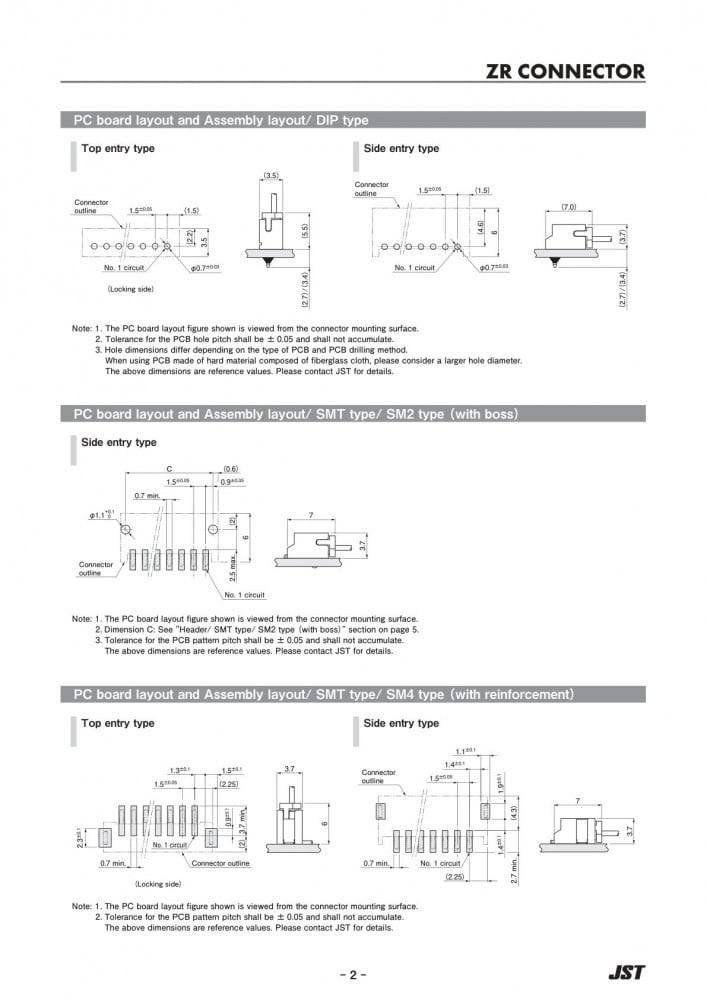 JST ZR connector technical document page 2