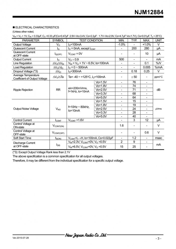 NJM12884 datasheet page 3