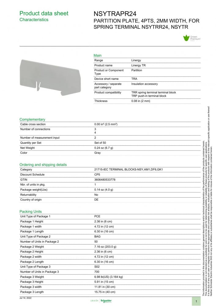 NSYTRAPR24 technical document page 1