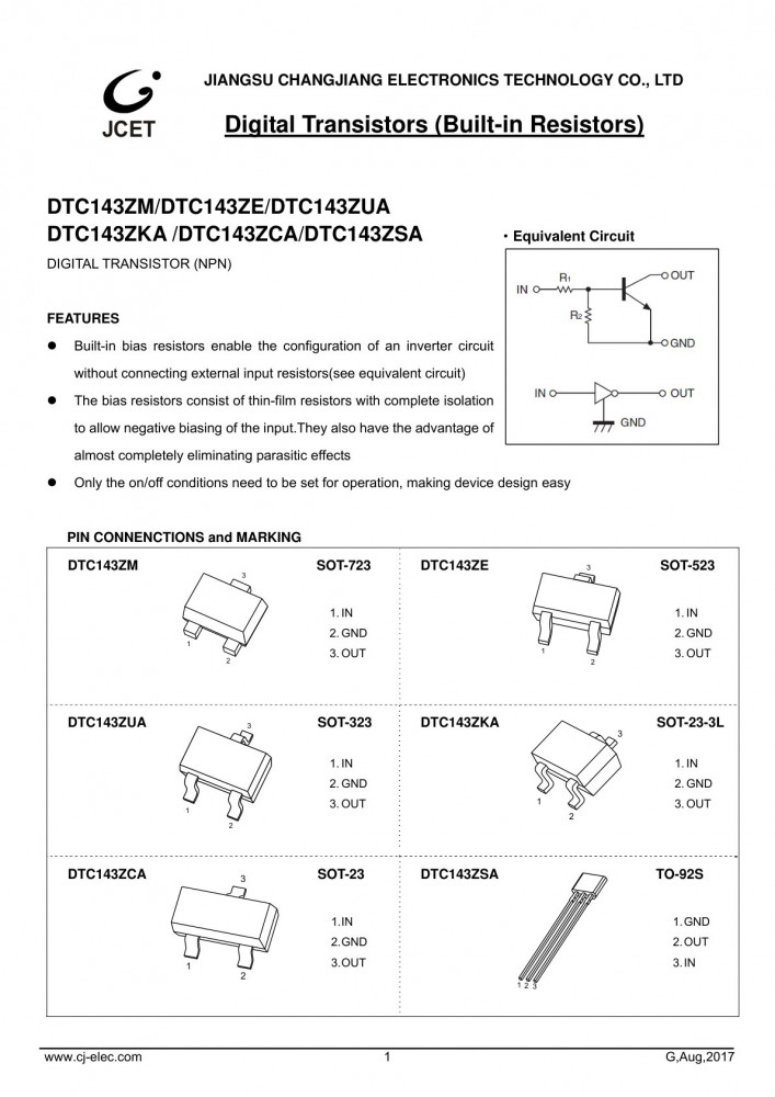 DTC143ZUA datasheet page 1