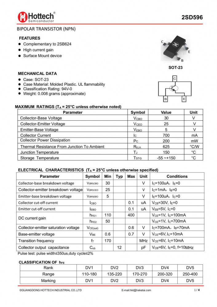 2SD596 datasheet page 1