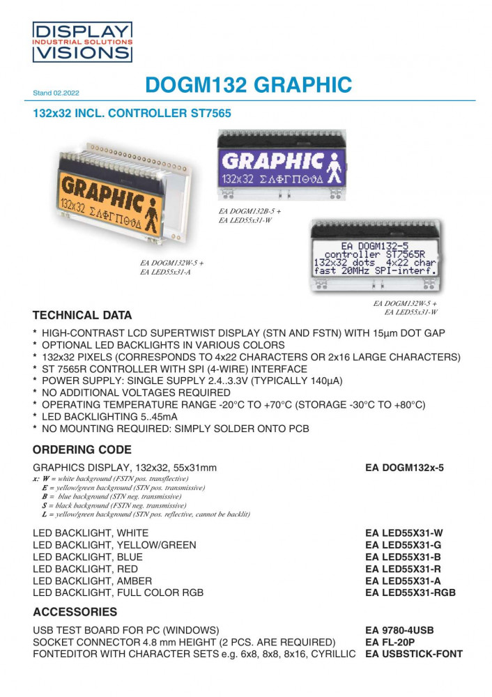EA DOGM132W-5 documentation page 1