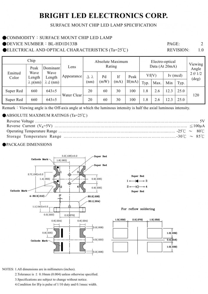 BL-HD1D133B-TRB specification page 1