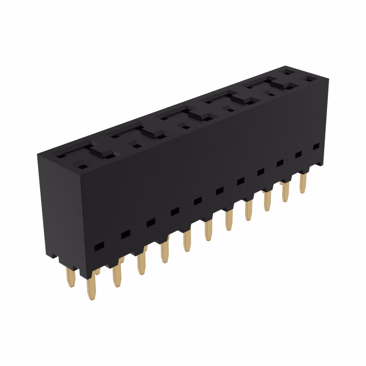 C-Grid III PCB Receptacle, 2.54mm Pitch, Dual Row, Right-Angle, Shrouded, 22 Circuits, 0.12µm Gold (Au) Flash Plating, Straight PCB Pins