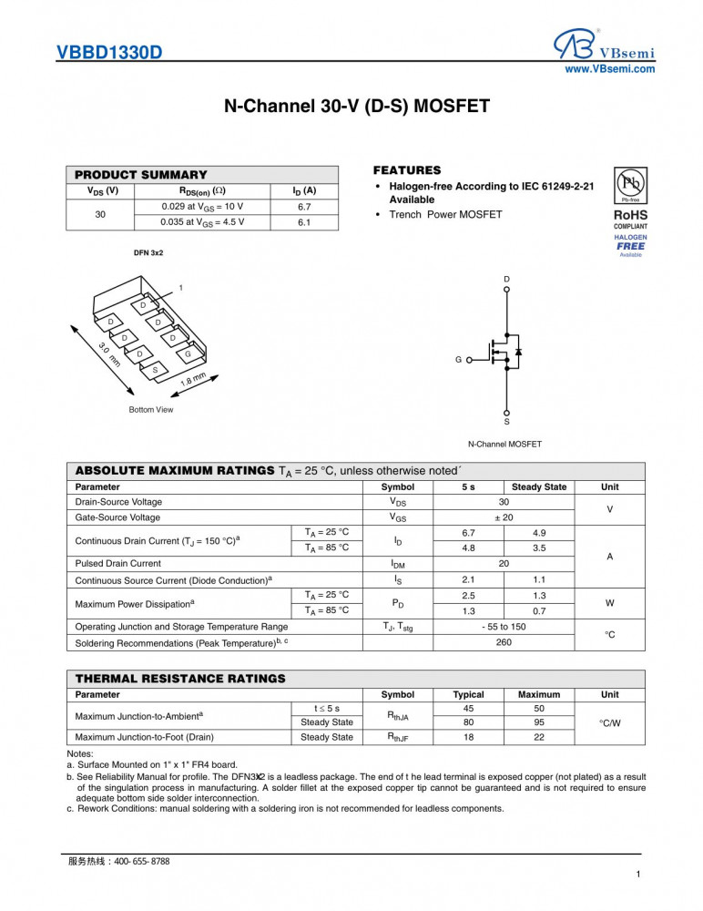 VBBD1330D datasheet page 1