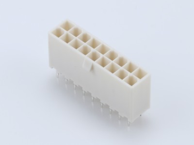 Mini-Fit Jr. Vertical Header, 4.20mm Pitch, Dual Row, 20 Circuits, without Snap-in Plastic Peg PCB Lock, Tin, Natural