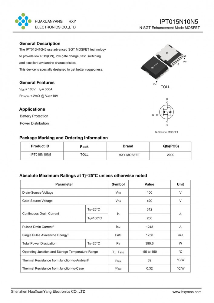 IPT015N10N5-HXY datasheet page 1