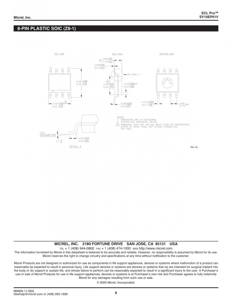 SY10EP01V datasheet page 6