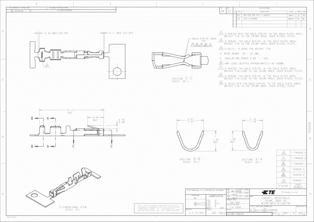 TE Connectivity 794606-1 technical drawing preview