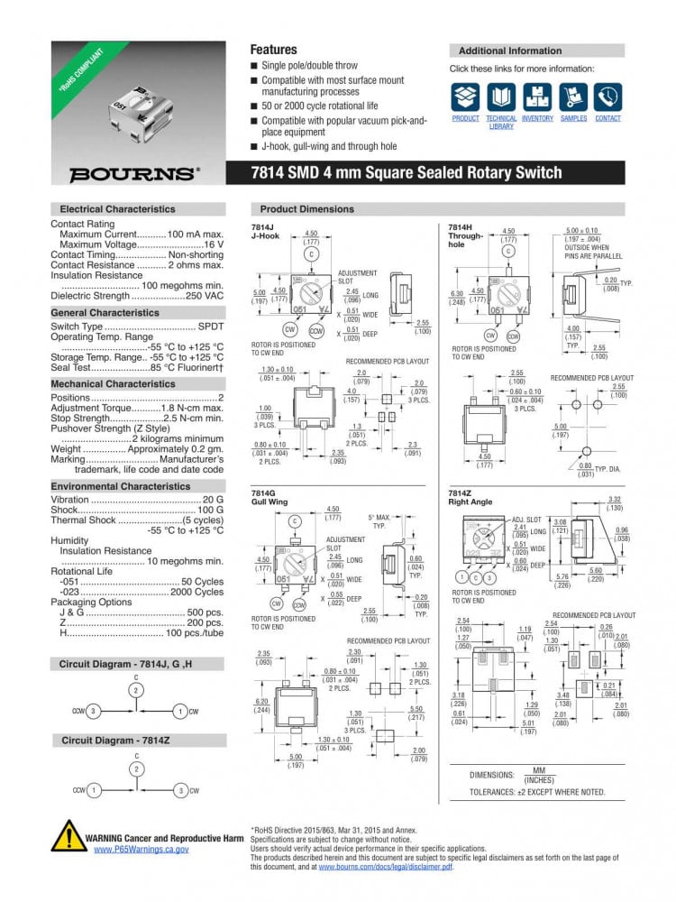 BOURNS 7814 series datasheet page 1
