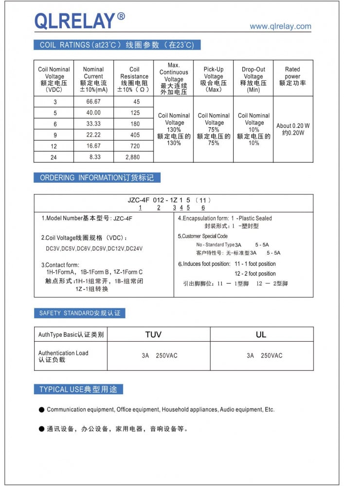 JZC-4F datasheet page 2