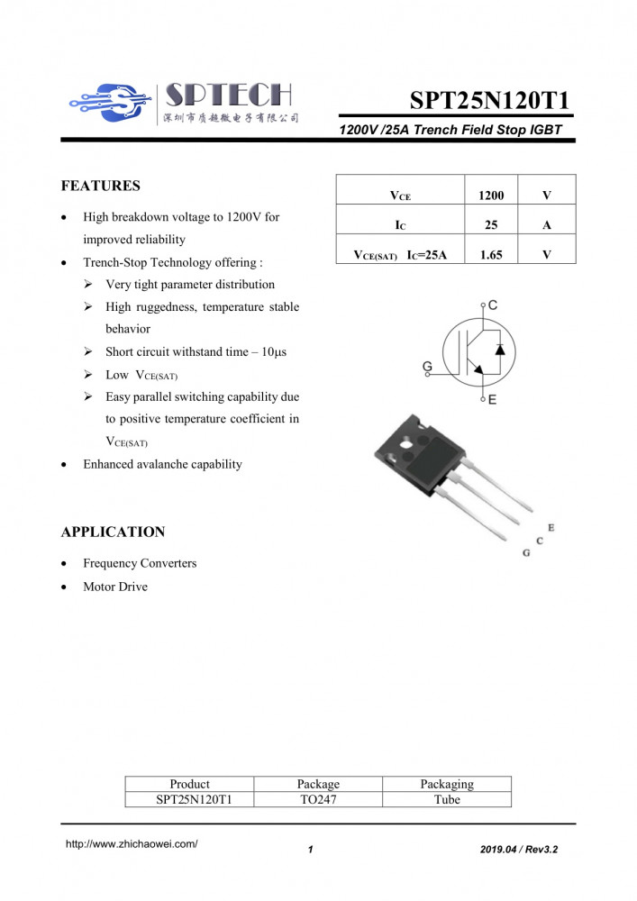 SPT25N120T1 datasheet page 1