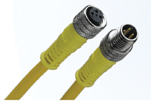 Nano-Change (M8) Double-Ended Cordset, 3 Poles, Male (90°) to Female (Straight), 24 AWG, PUR Cable, 2.0m (6.56') Length