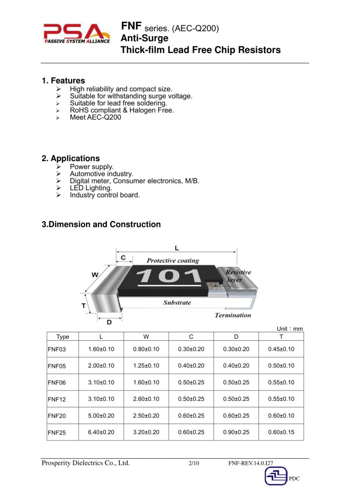 PSA FNF05JT-100 specification page 3