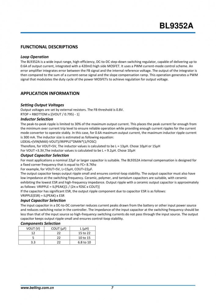 BL9352A datasheet page 7