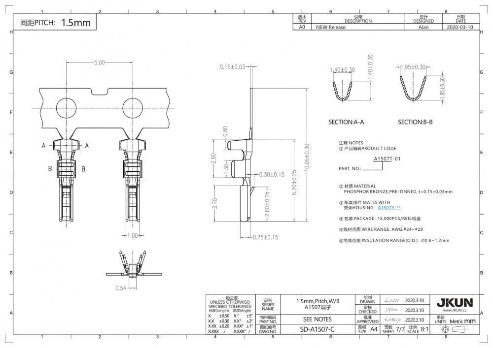 A1507 series technical drawing page 7