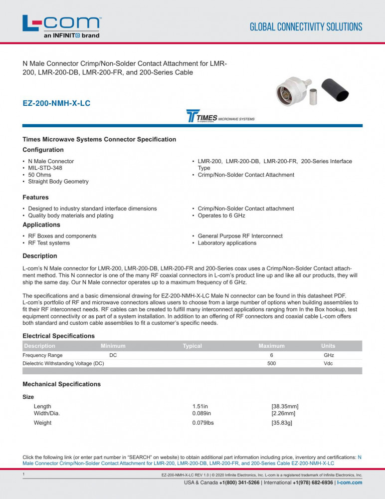EZ-200-NMH-X-LC datasheet page 1
