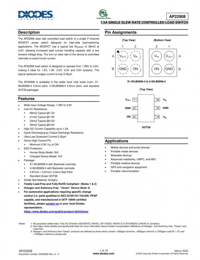 AP22908W6-7 datasheet page 1