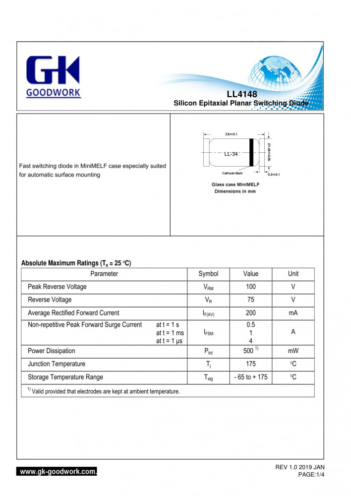 GOODWORK LL4148 datasheet page 1