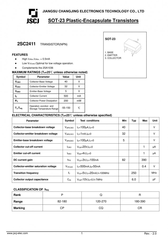 2SC2411 datasheet page 1