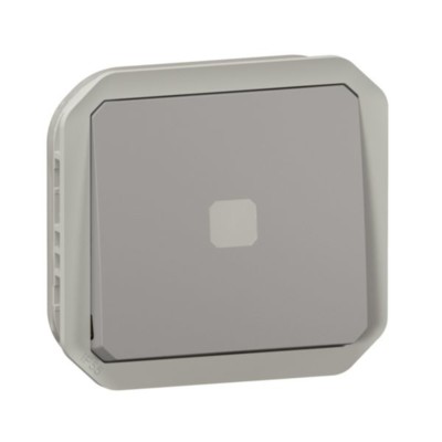 Plexo - Illuminated time delay switch - Grey mechanism - IP55 IK08 impact resistant - 250V AC 8A 0.25min to 15min adjustable timer for sale