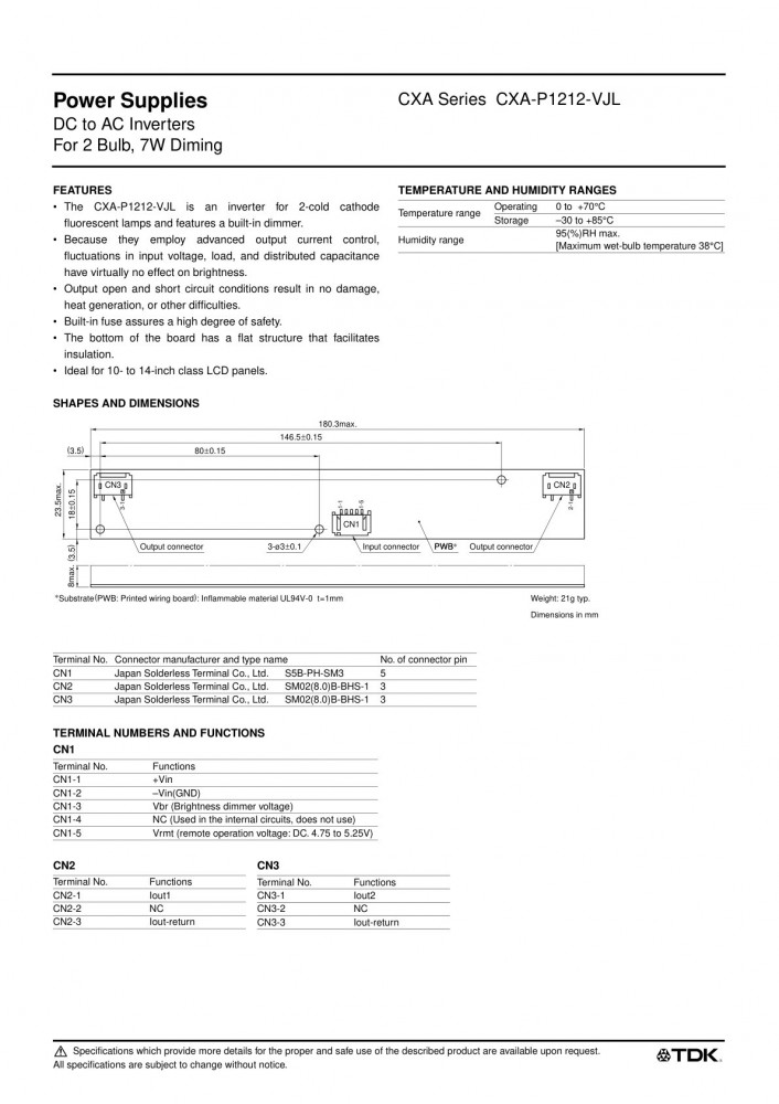 CXA-P1212-VJL technical document page 1