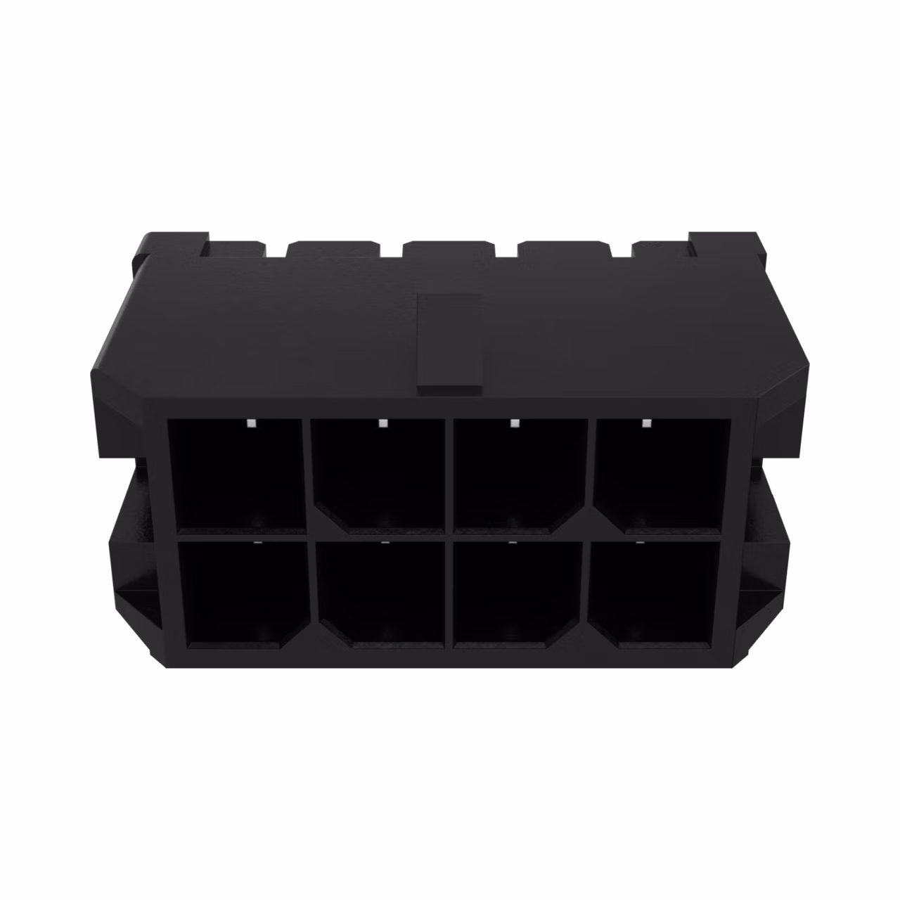 Micro-Fit 3.0 Right-Angle Header, 3.00mm Pitch, Dual Row, 8 Circuits, with PCB Press-fit Metal Retention Clip, 2.54µm Matte Tin Plating, Glow-Wire Capable, Black, Tape and Reel for sale