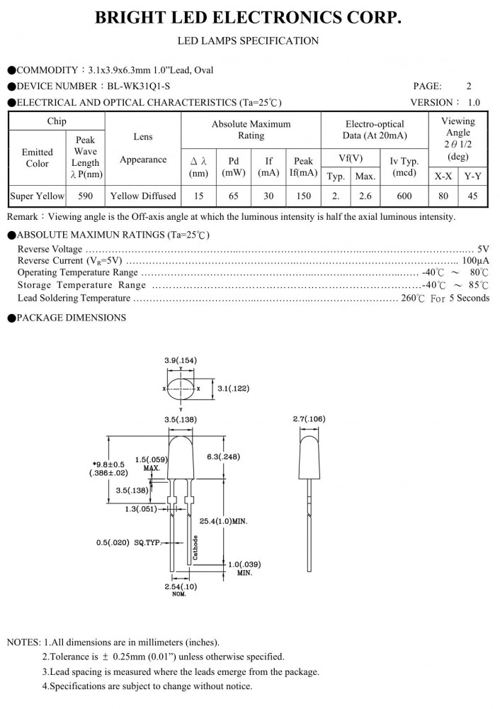 BL-WK31Q1-S datasheet page 1