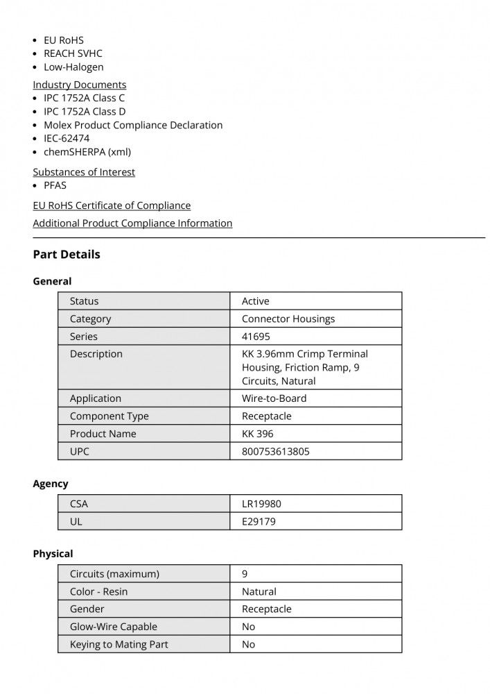 MOLEX KK 396 product specification page 2