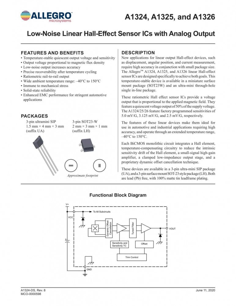 A1325 datasheet page 1