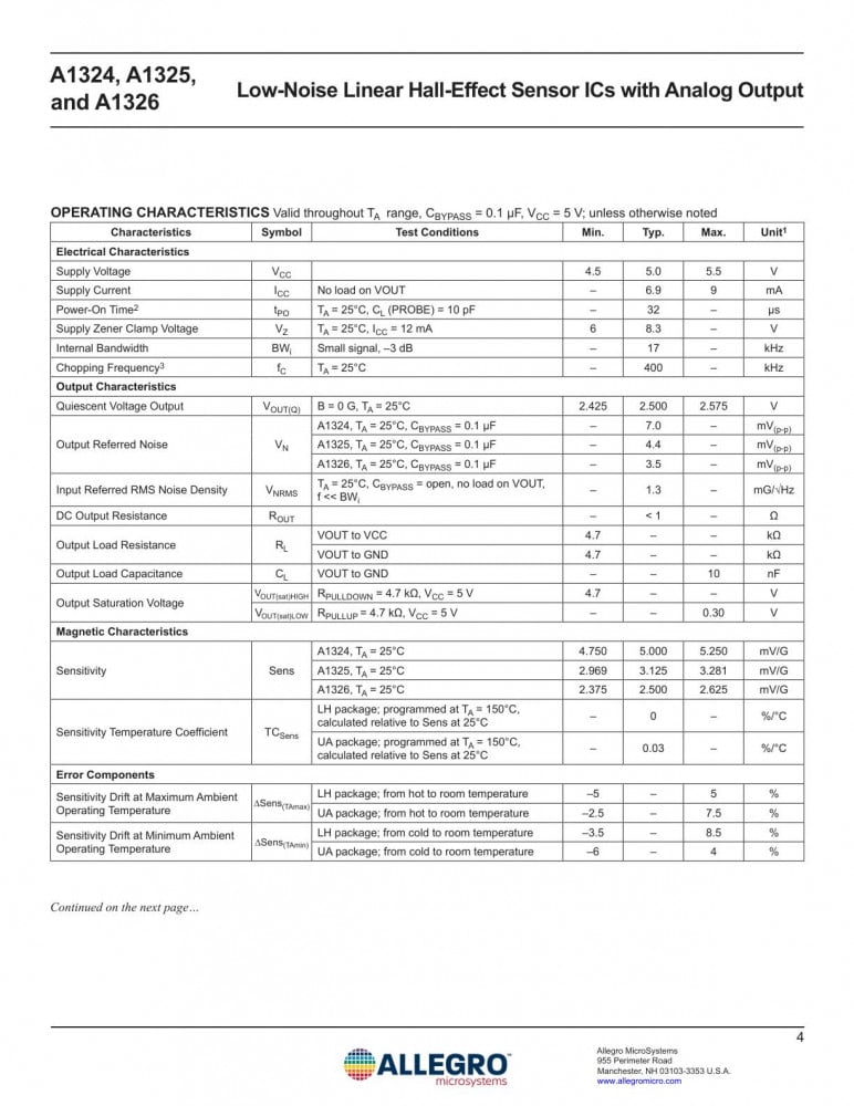 A1325 datasheet page 4
