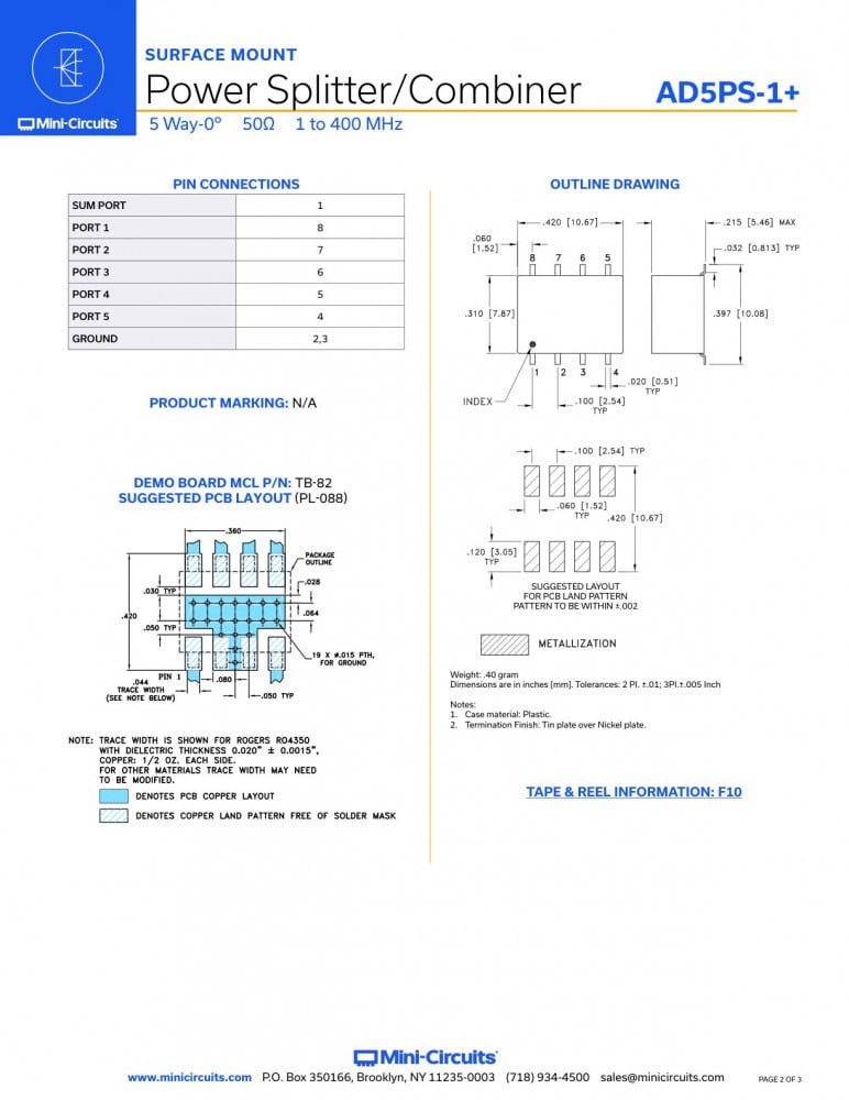 AD5PS-1+ technical specification page 2
