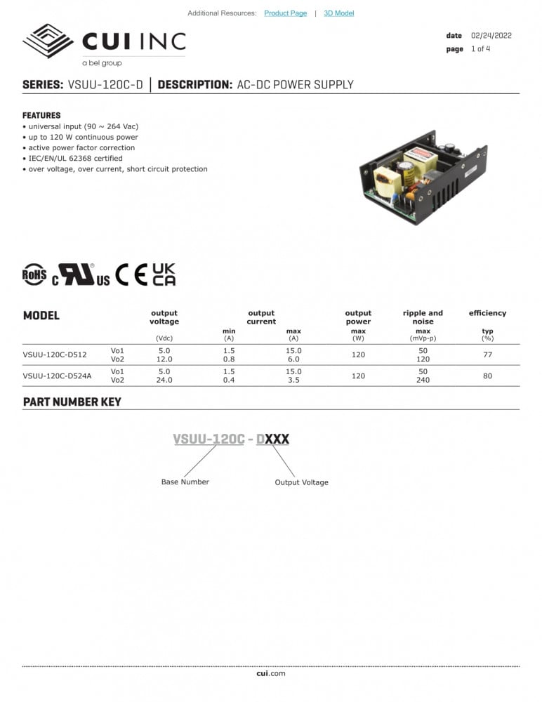 VSUU-120C-D512 datasheet page 1