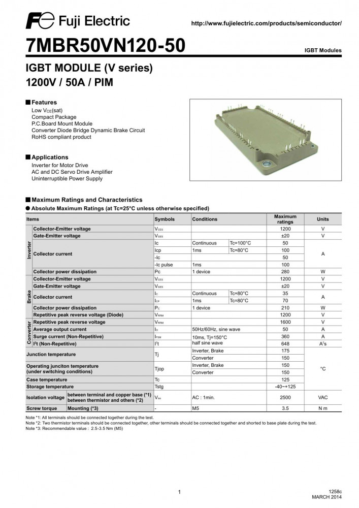 7MBR50VN120-50 datasheet page 1