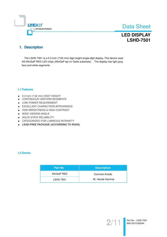 LSHD-7501 datasheet page 3