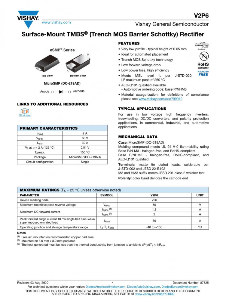 V2P6 technical document page 1