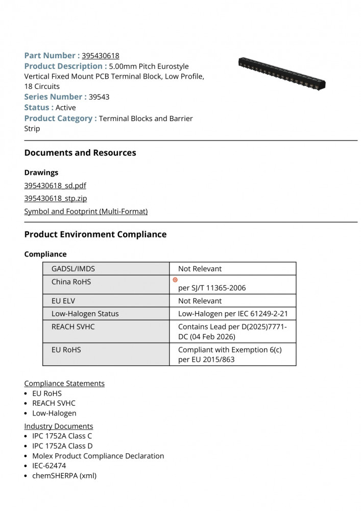 MOLEX 395430618 document image 1