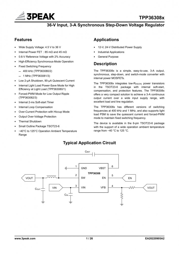 TPP363081-T6TR datasheet page 1