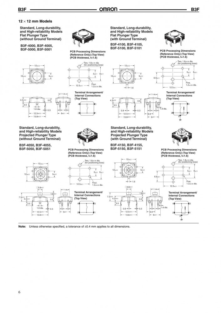 OMRON B3F series datasheet page 6