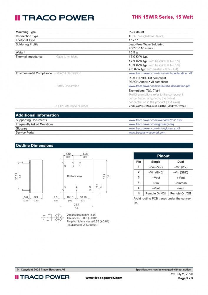 THN 15WIR technical document page 5