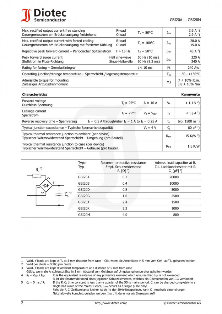 DIOTEC GBI20A datasheet page 2