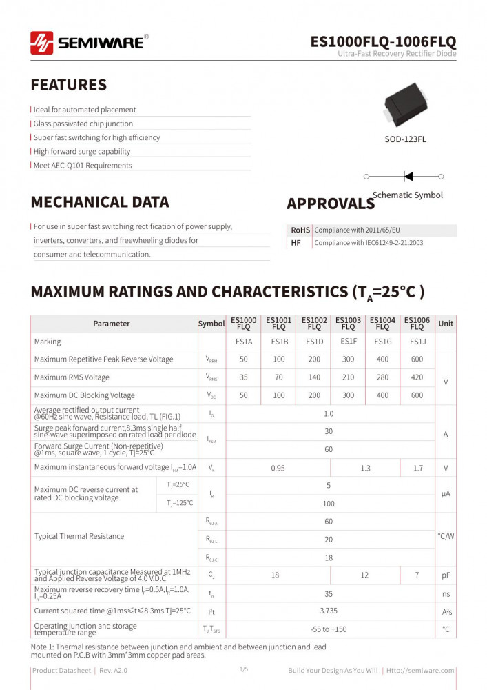 ES1006FLQ datasheet page 1