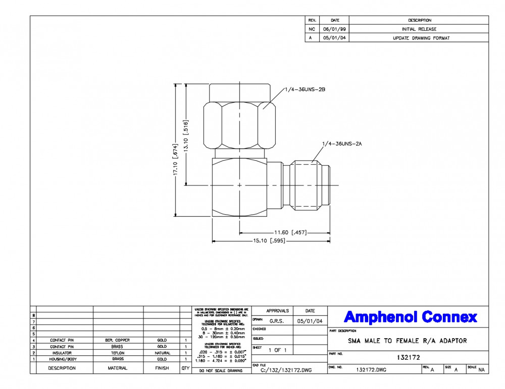 Amphenol 132172 technical drawing