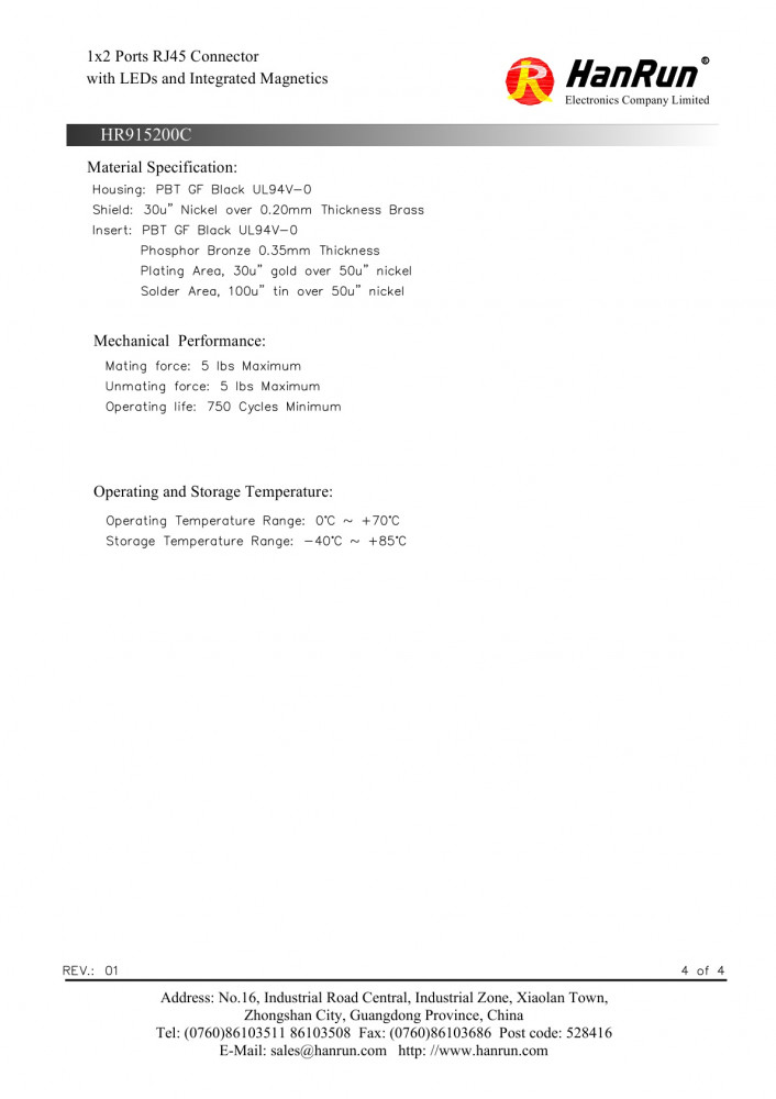 HR915200C material and performance data