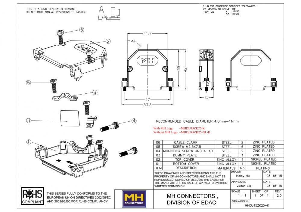 MHDU45ZK25-K technical drawing