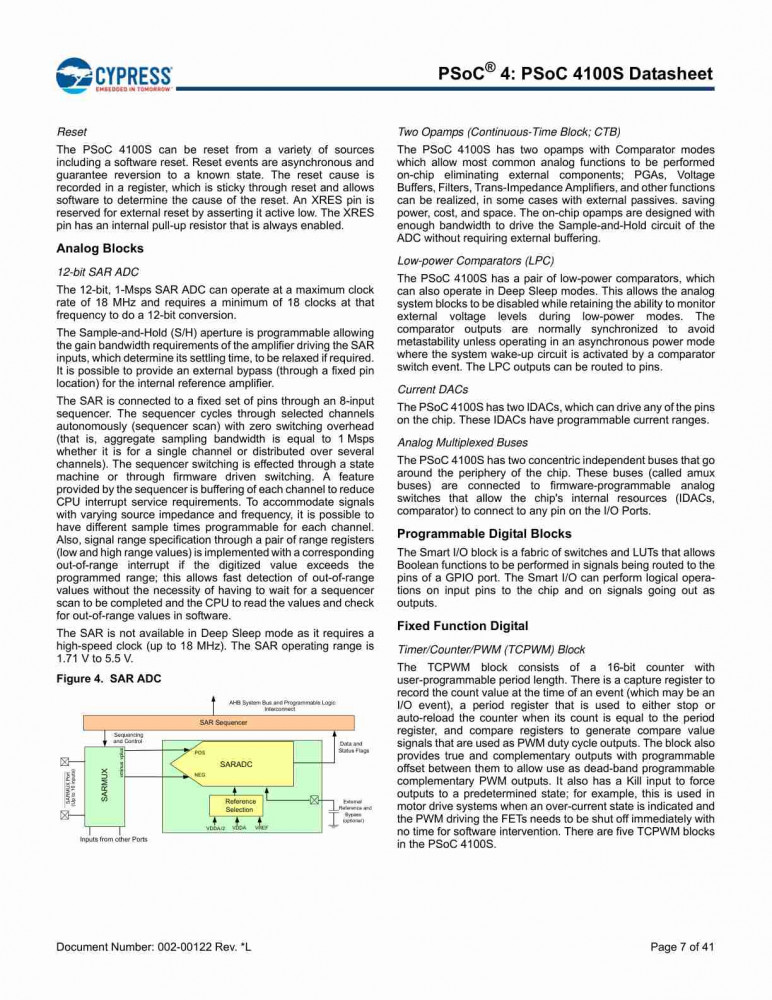 CY8C4126AXI-S433 documentation page 7
