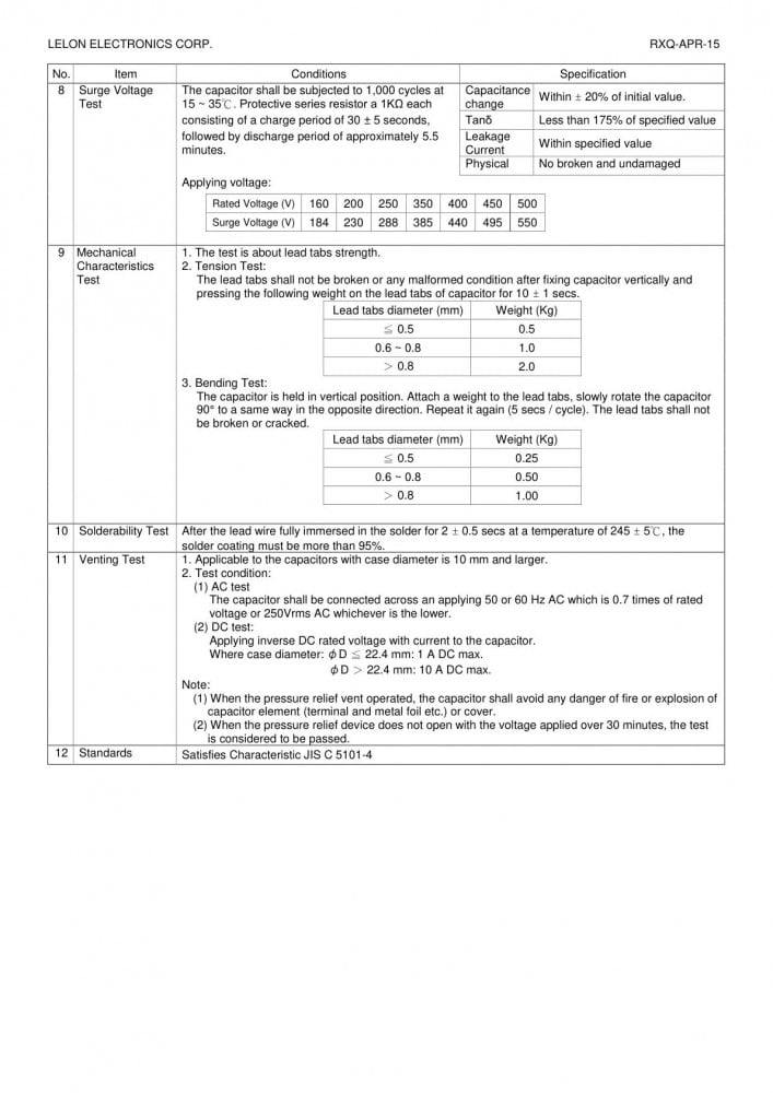 Lelon RXQ approval specification page 7